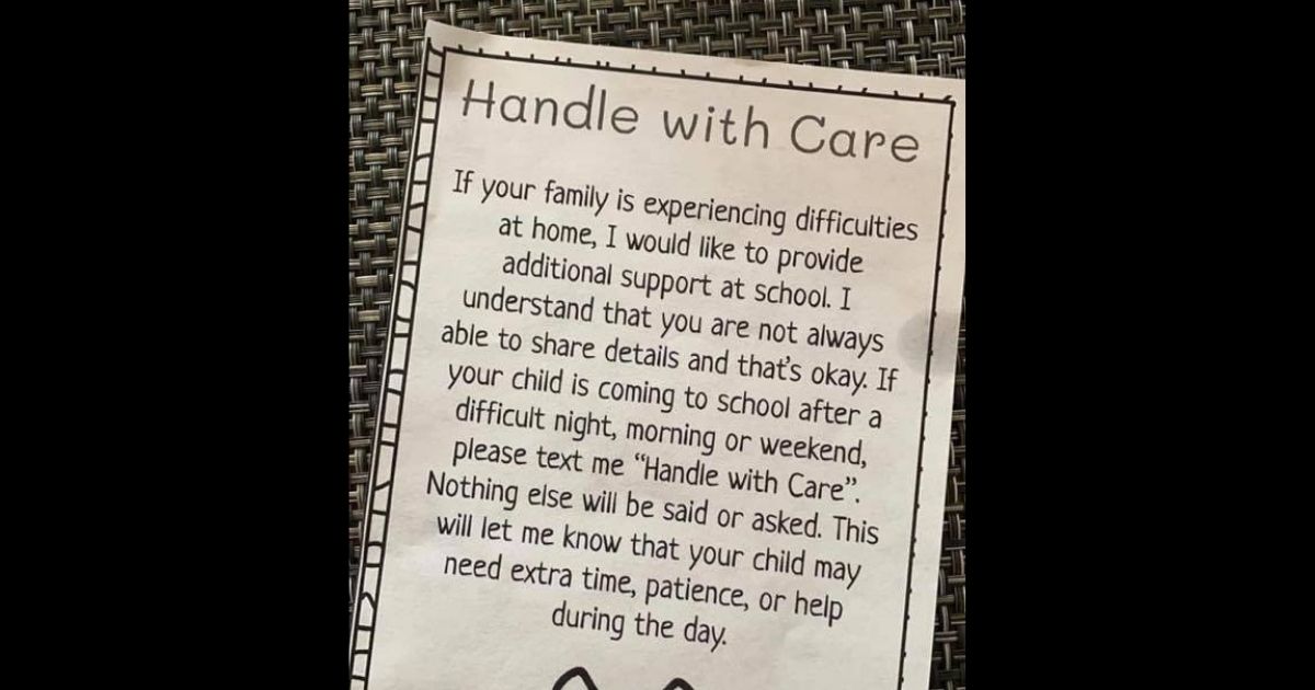 Teacher's Viral 'Handle with Care' Note to Parents Offers Students 'The ...