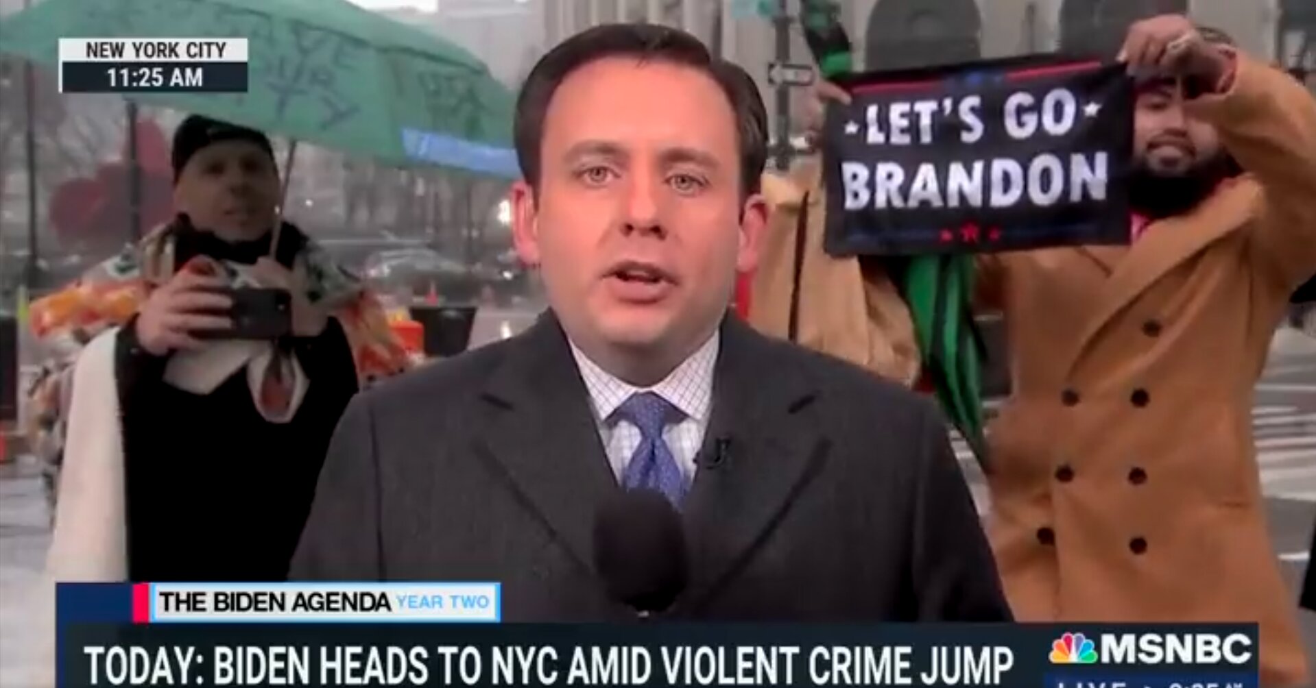 Watch: Man Waves ‘Let’s Go Brandon’ Flag in Background of MSNBC Live ...